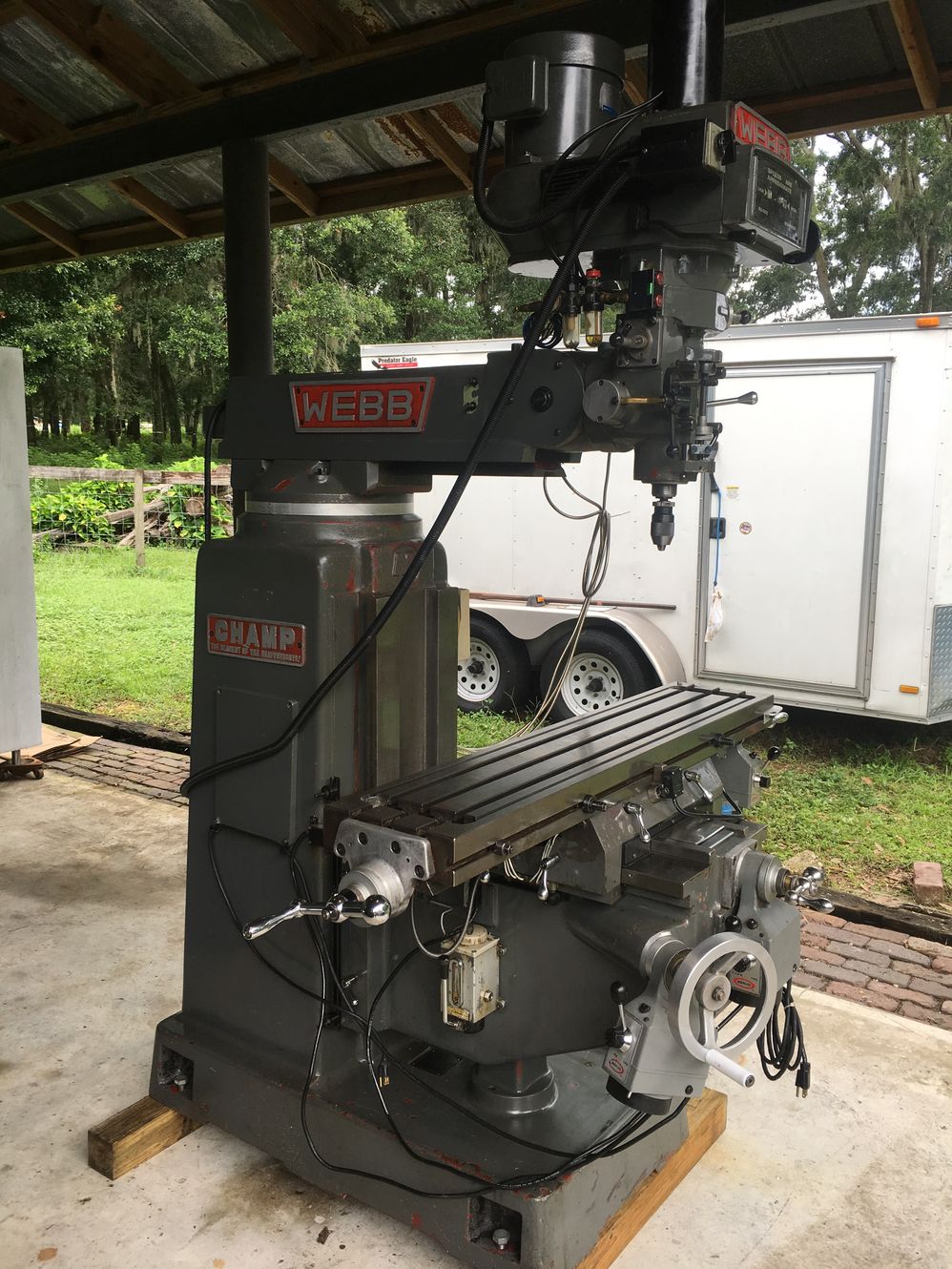 Webb Champ 3 HP Vertical Mill 3 Axis Power Feed and Power Draw Bar w ...