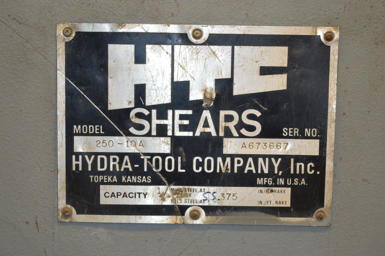 HTC 250-10A 1/4" x 10' Hydraulic Shear - The Equipment Hub