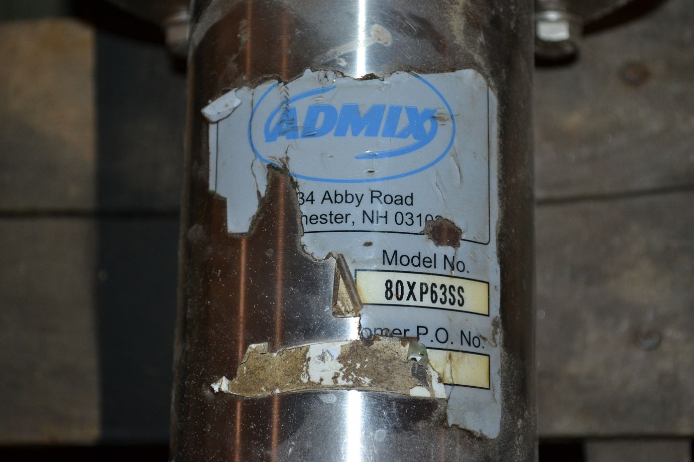 Admix 80XP63SS 3HP 110 Gallon High Solids & Viscosity Tank Mixer ...