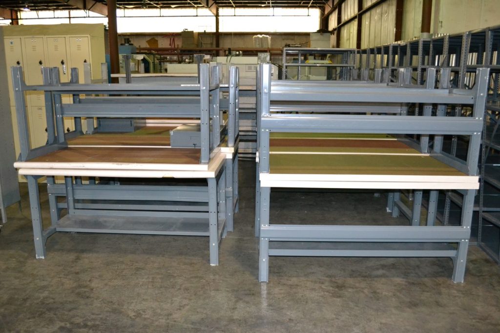 Heavy Duty Steel Leg Work Bench Tables, 1-3/4" Thick Solid Wood Top ...