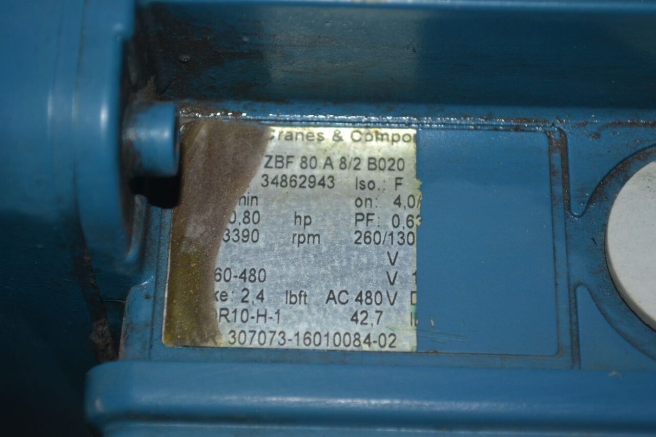 Demag ZBF 80 A 8/2 Cylindrical Rotor Crane Hoist Motor - The Equipment Hub