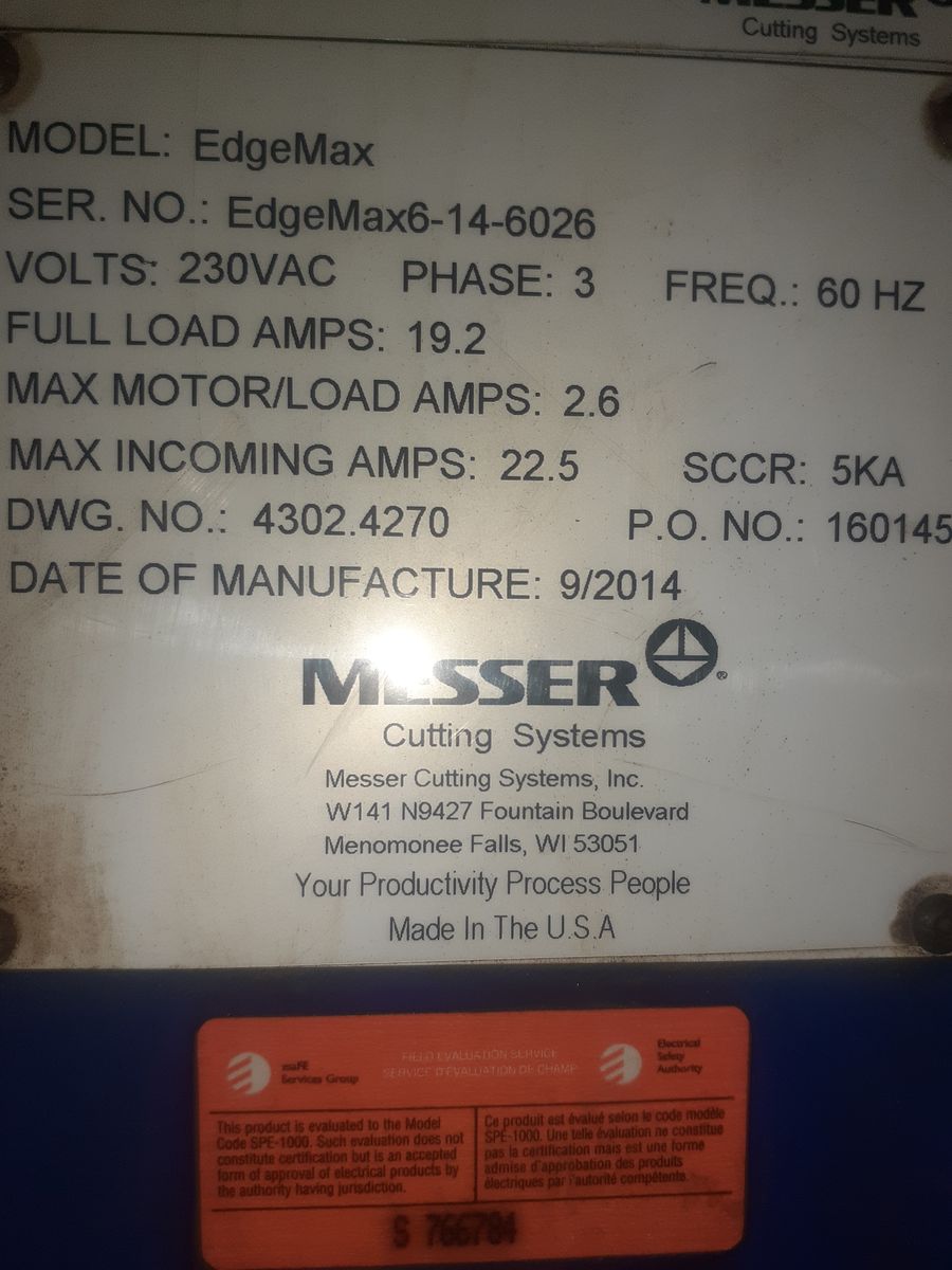 Messer EdgeMax 6' x 24' CNC Plasma - The Equipment Hub
