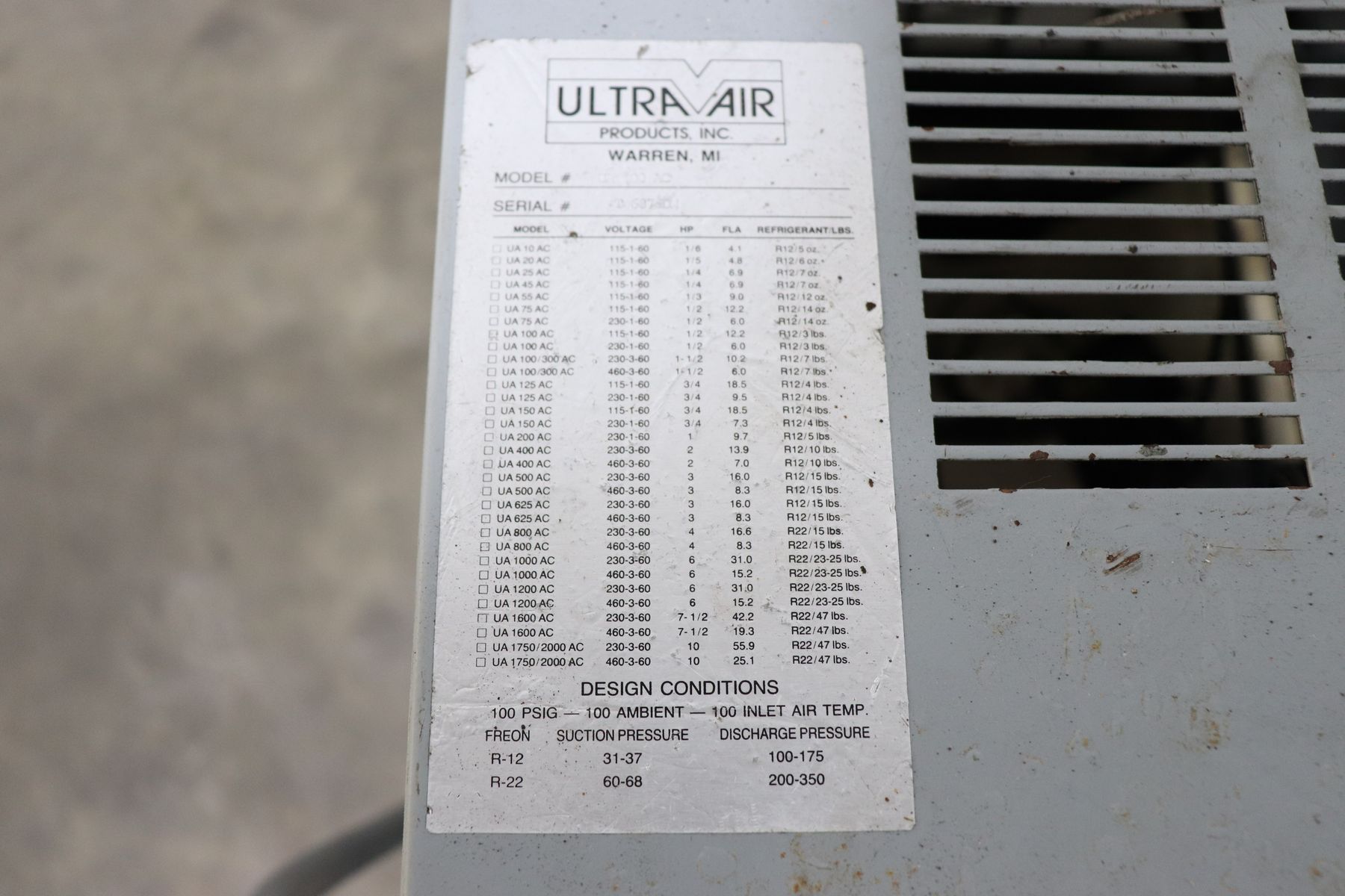 Ultra Air UA 100 AC Type R12 Refrigerated Air Dryer - The Equipment Hub