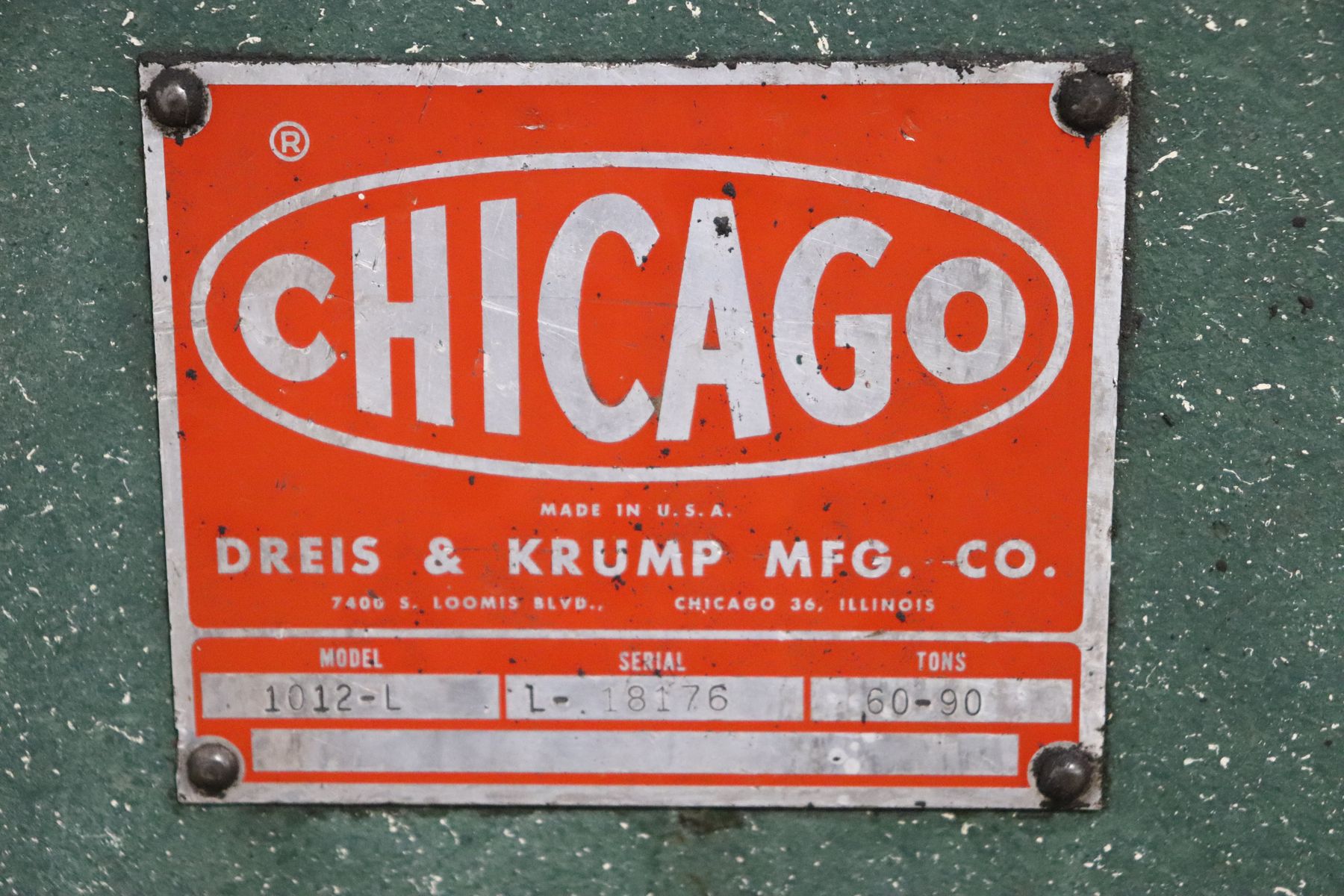 Chicago Dreis & Krump 1012-L 12' x 90 Ton Mechanical Press Brake - The ...