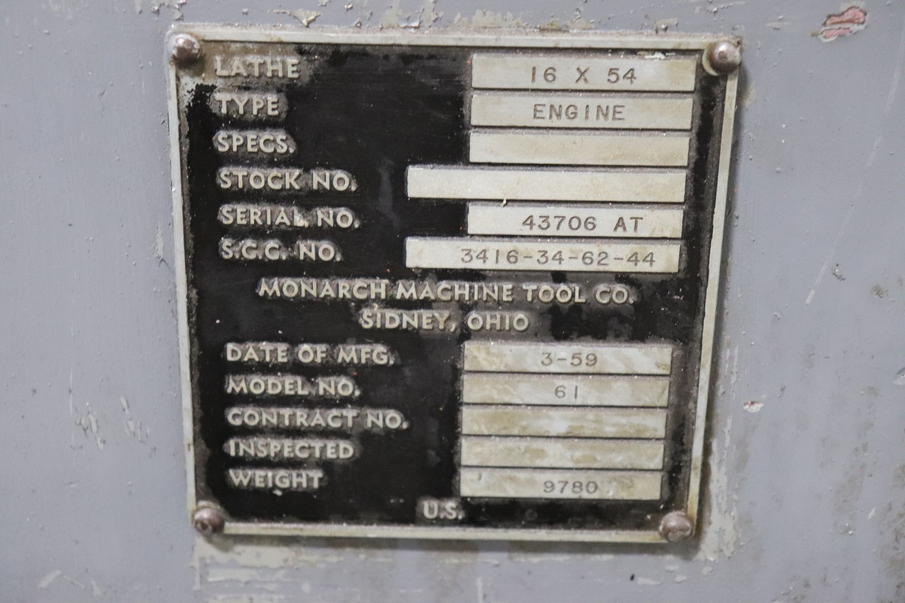 Monarch Model 61 16″ / 24″ x 54″ Engine Lathe with Tracer Attachment ...