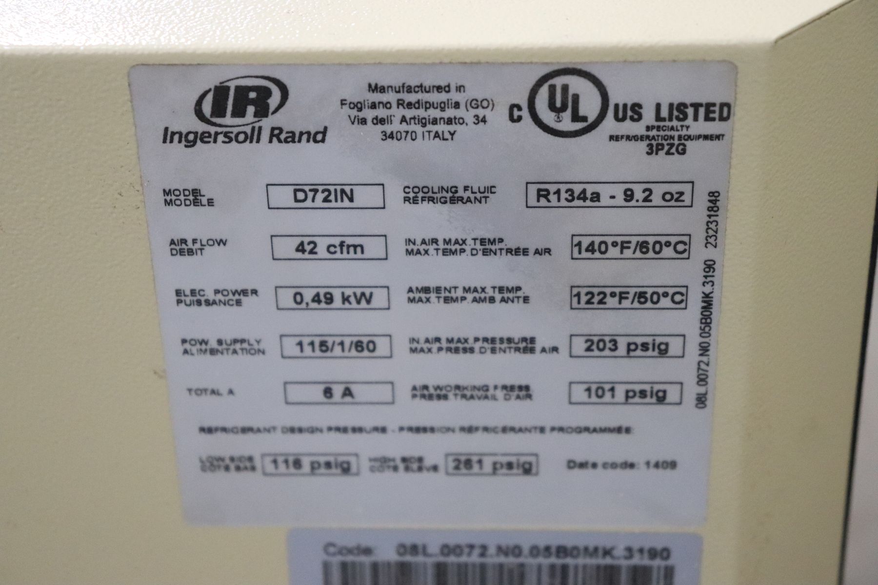 Ingersoll Rand 2545E10V-V 10HP Air Compressor w/ F72IN Air Dryer - The ...