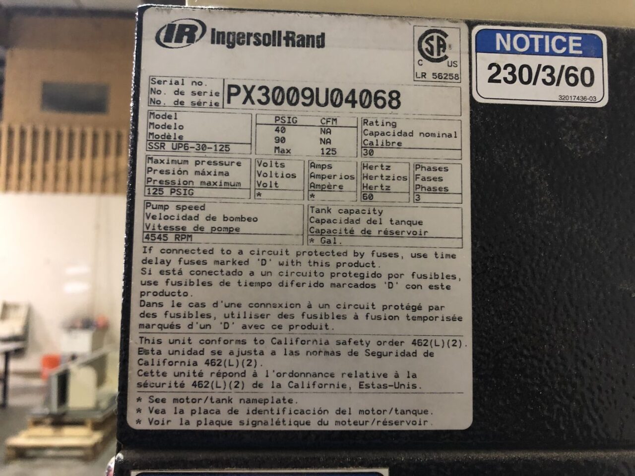 Ingersoll Rand SSR UP6-30-125 30 HP Rotary Screw Air Compressor w/ 120 ...