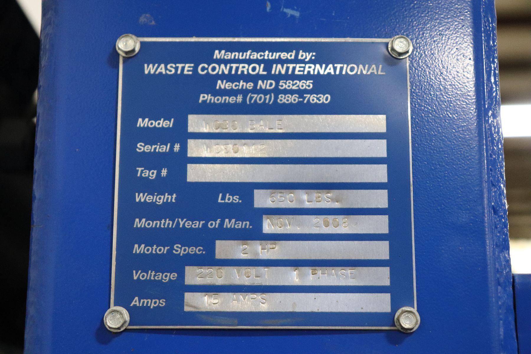 Waste Control International WC30 Stock Room Vertical Compactor Baler ...