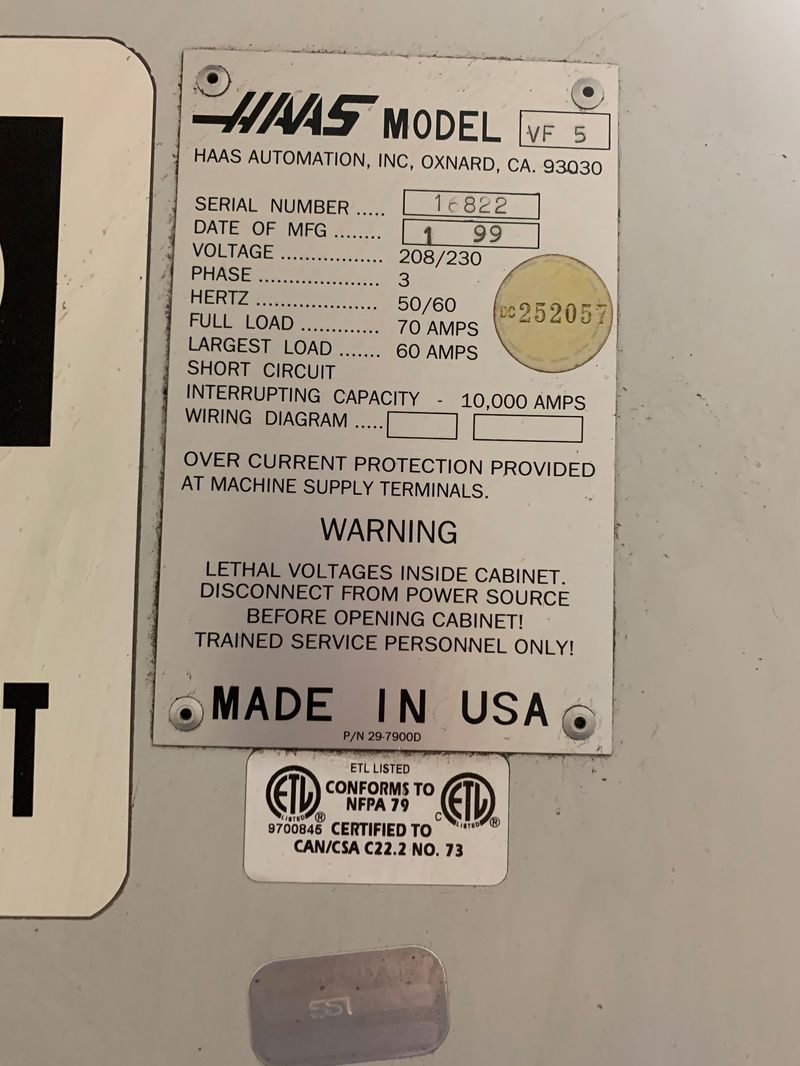 Haas VF-5 CNC Vertical Machining Center - The Equipment Hub