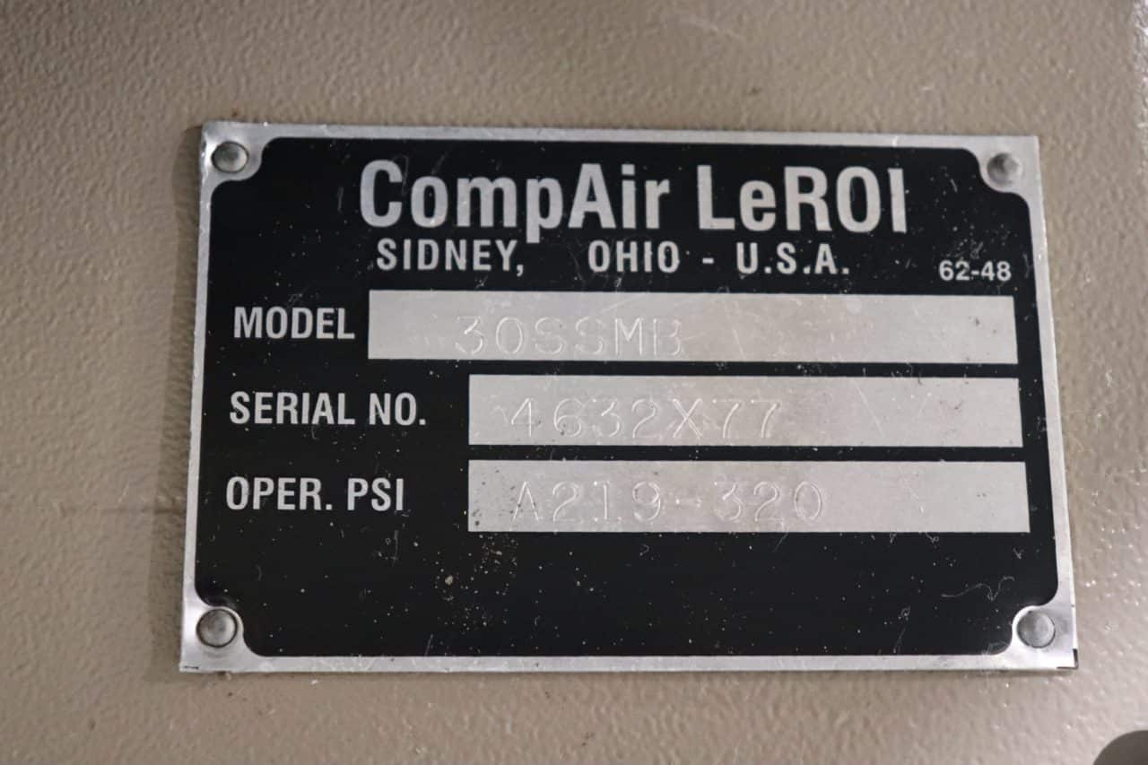 CompAir Leroi 30SSMB 30HP Rotary Screw Air Compressor, Low Hours - The ...