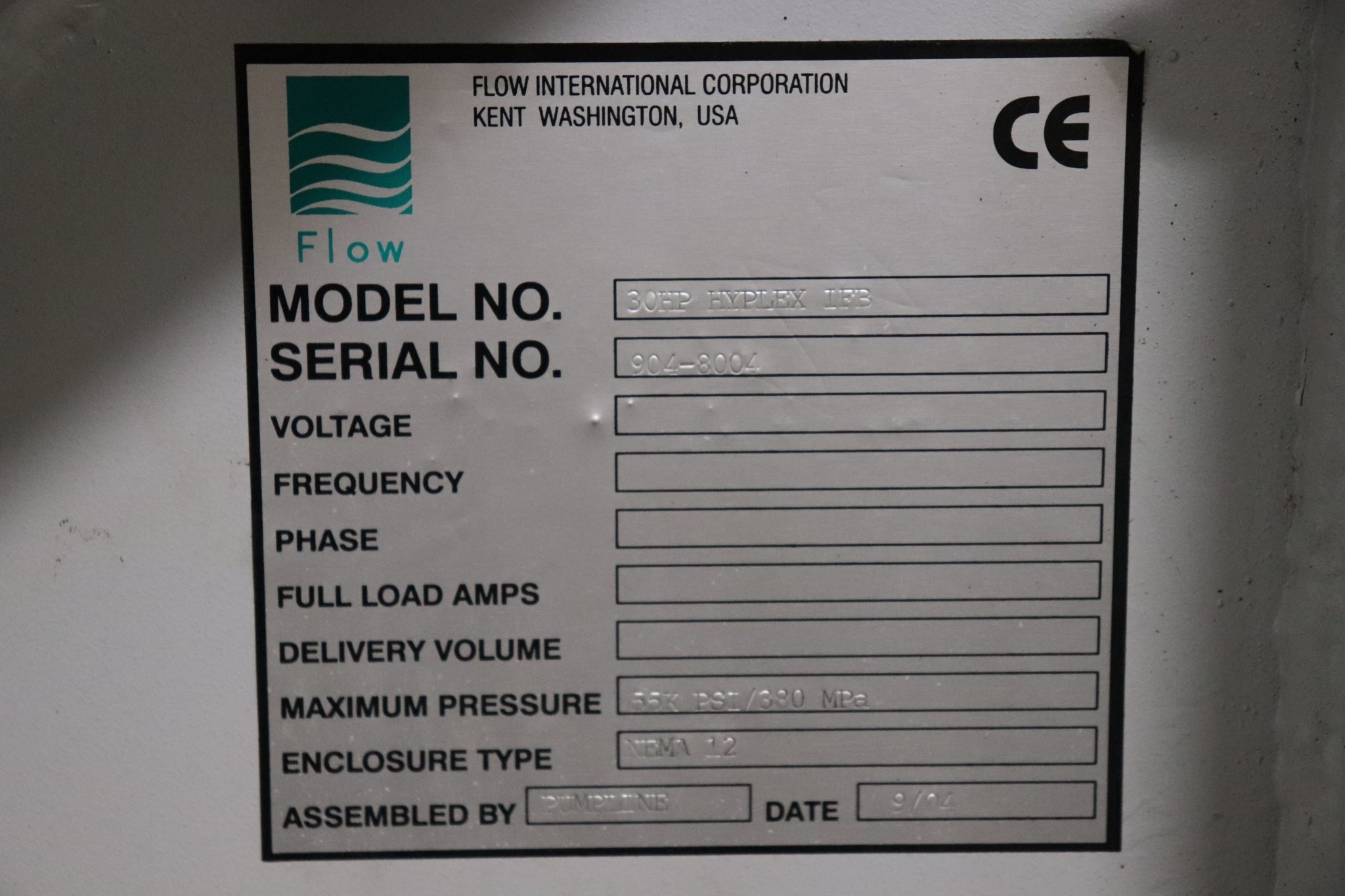 Flow 30HP Hyplex IFB 55K PSI High Pressure Waterjet Pump - The Equipment Hub