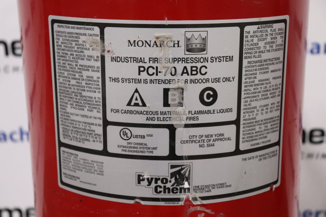 Pyro-Chem Monarch PCI-70 ABC Industrial Fire Suppression System ...