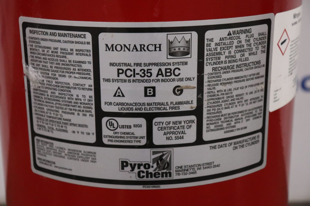 Pyro-Chem Monarch PCI-35 ABC Industrial Fire Suppression System ...