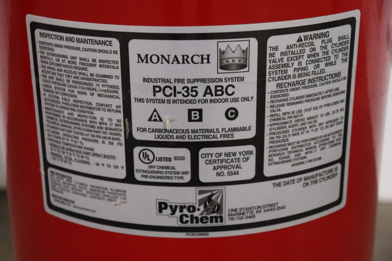 Pyro-Chem Monarch PCI-35 ABC Industrial Fire Suppression System ...