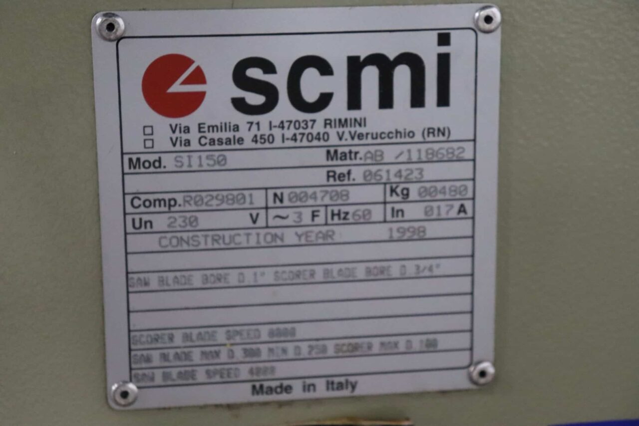 SCMI SI150 Sliding Table Saw - The Equipment Hub