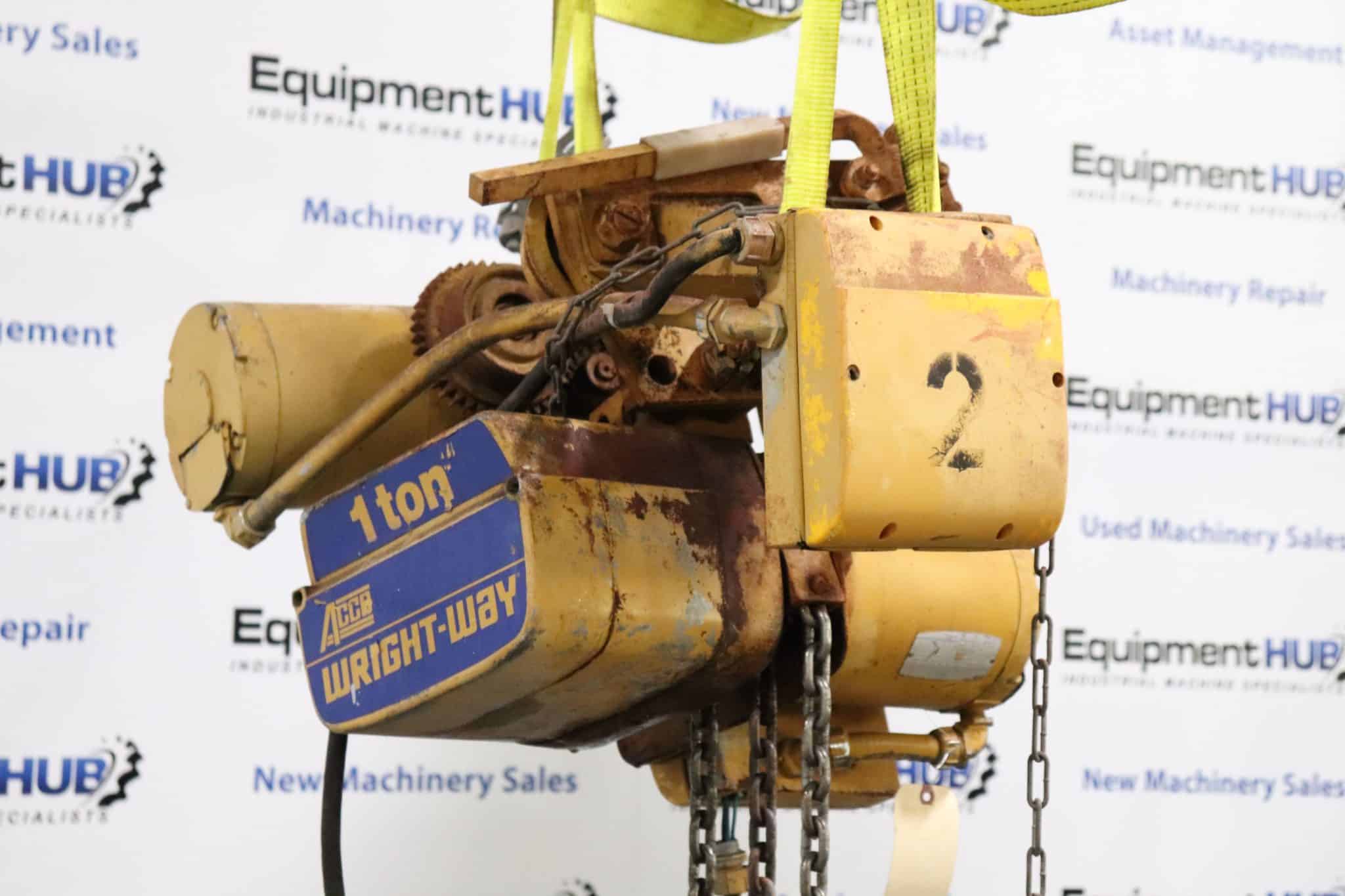 Order Now - Acco Wright-Way 1 Ton Electric Chain Hoist w/ Trolley