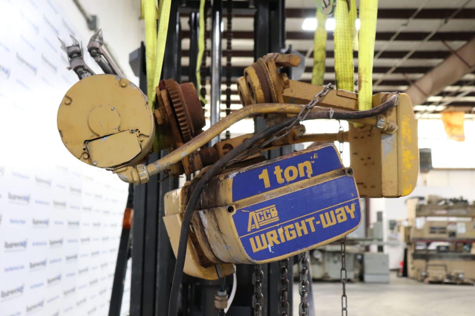Order Now - Acco Wright-Way 1 Ton Electric Chain Hoist w/ Trolley