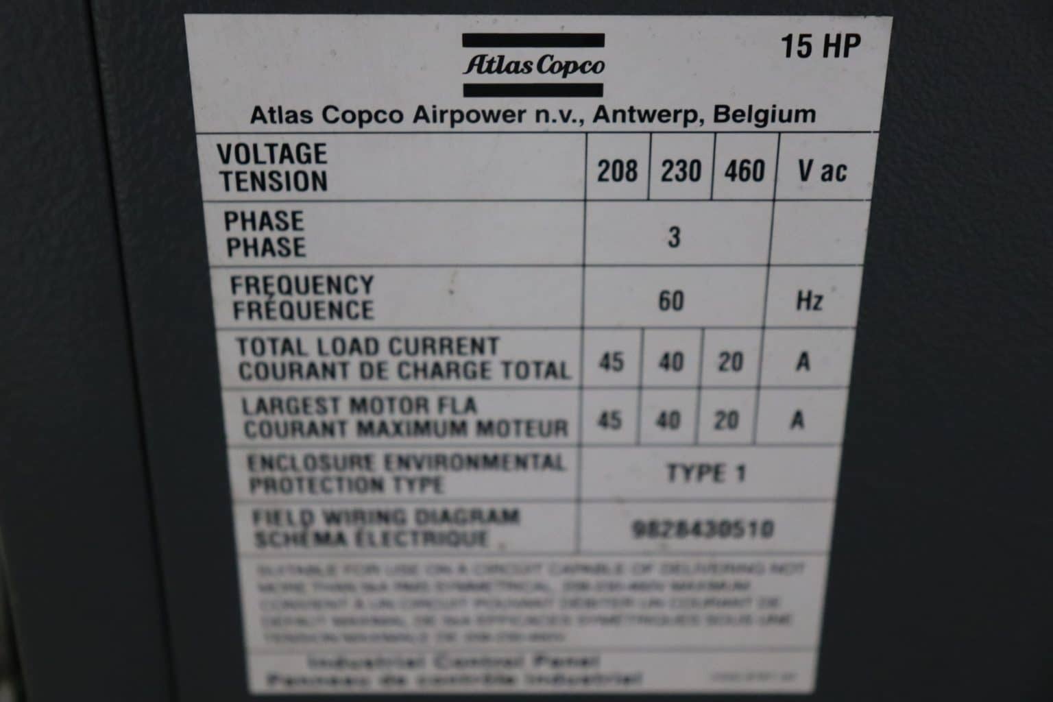 Atlas Copco GX11P 15HP Rotary Screw Air Compressor - The Equipment Hub