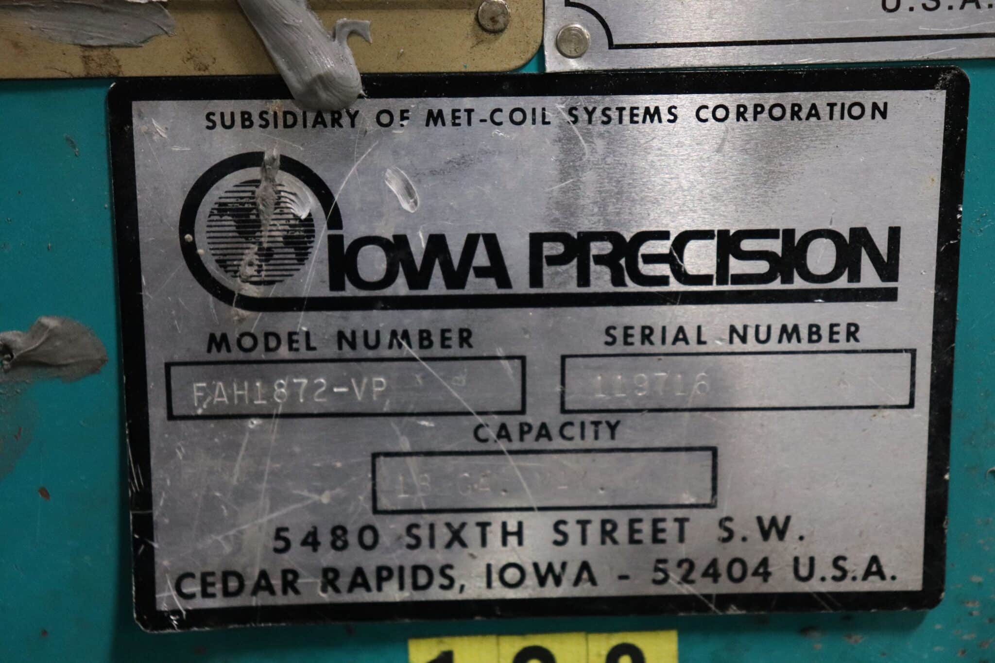 Iowa Precision FAH1872-VP Whisper Loc Corner Former Machine - The ...