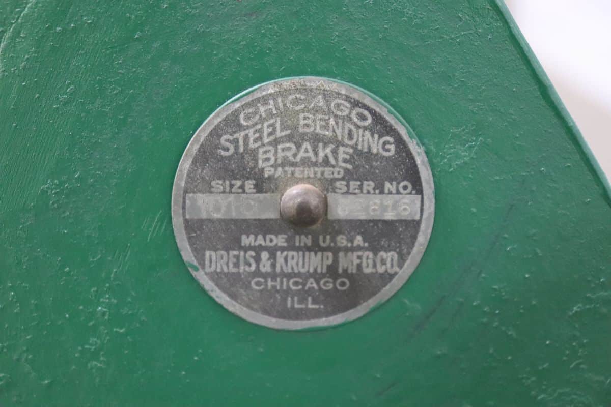 Chicago Dreis & Krump 1016 10' x 16 Gauge Straight Bending Hand Brake ...