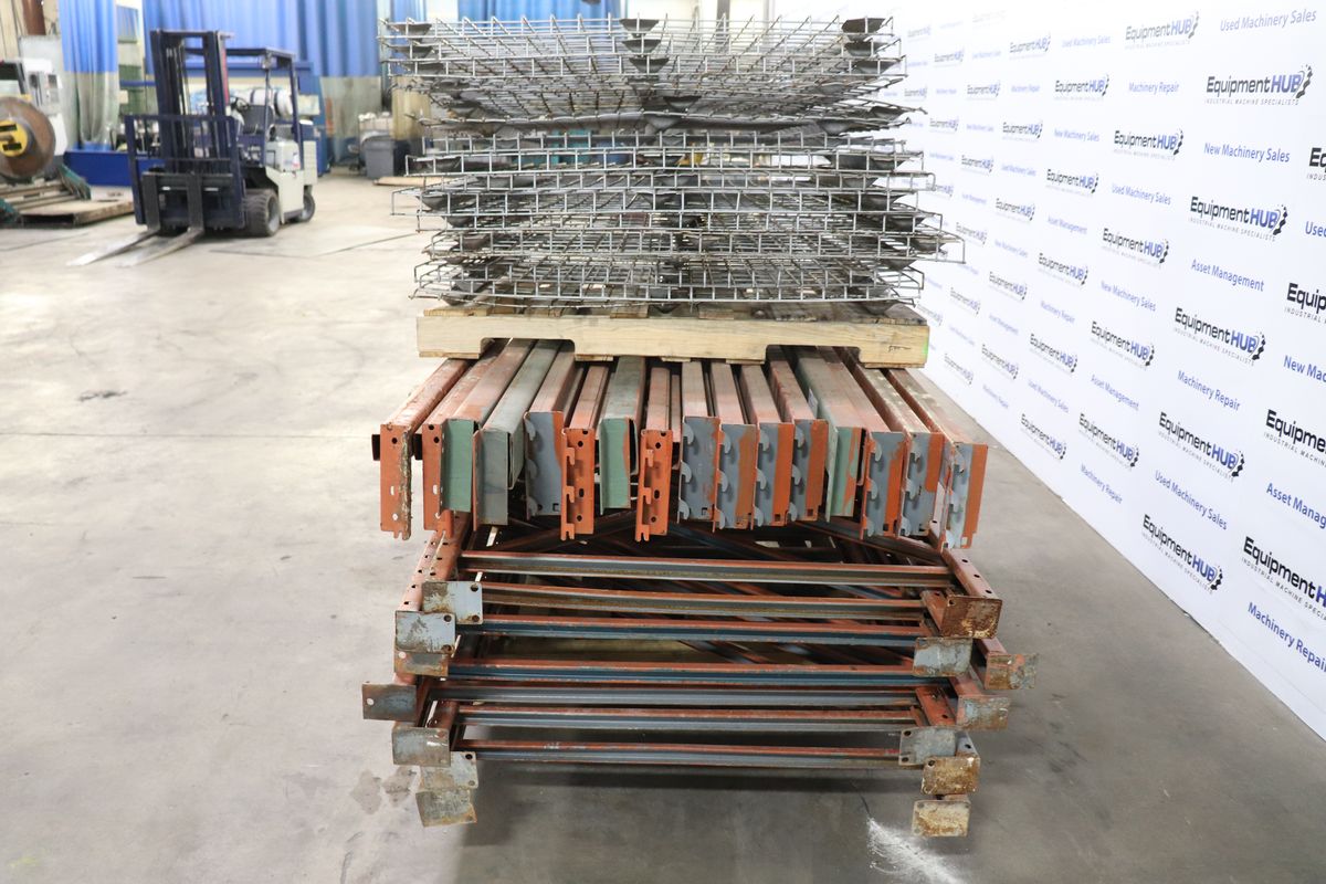 (7) 9' Pallet Racking Uprights, (16) 92" Shelving Beams, (16) Wire Mesh ...