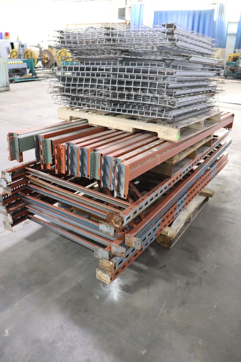(7) 9' Pallet Racking Uprights, (16) 92" Shelving Beams, (16) Wire Mesh ...