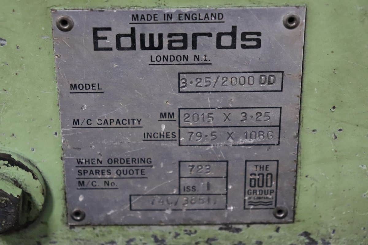 Edwards 3.25/2000DD 6' x 10 Gauge Mechanical Shear, 79.5" Max Cutting ...