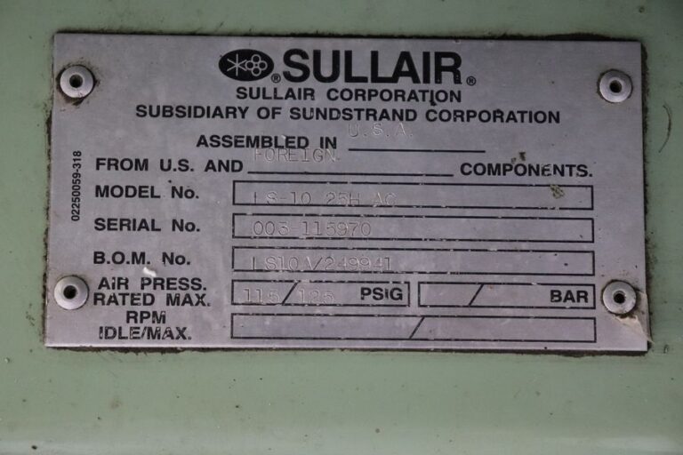Sullair LS-10 25H AC 25HP Rotary Screw Air Compressor - The Equipment Hub
