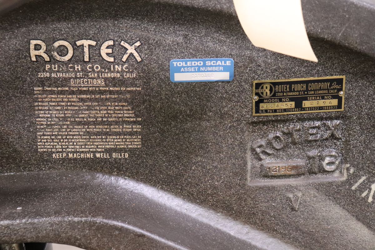 Rotex R18A 8 Ton 18" Throat Manual Rotary Hand Turret Punch - The ...